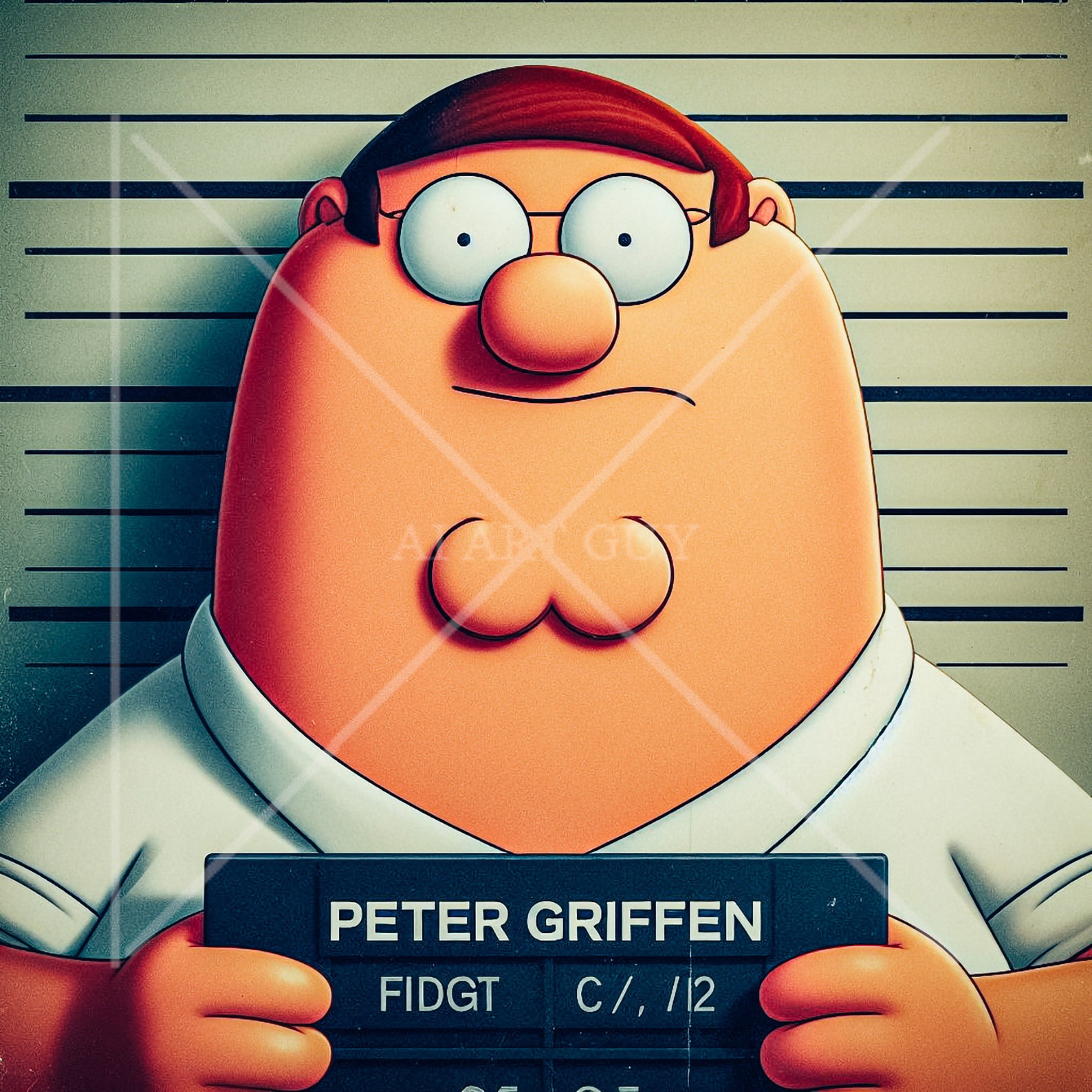 Peter Griffin Police Mug Shot, Family Guy Digital Art, Funny, Bathroom ...