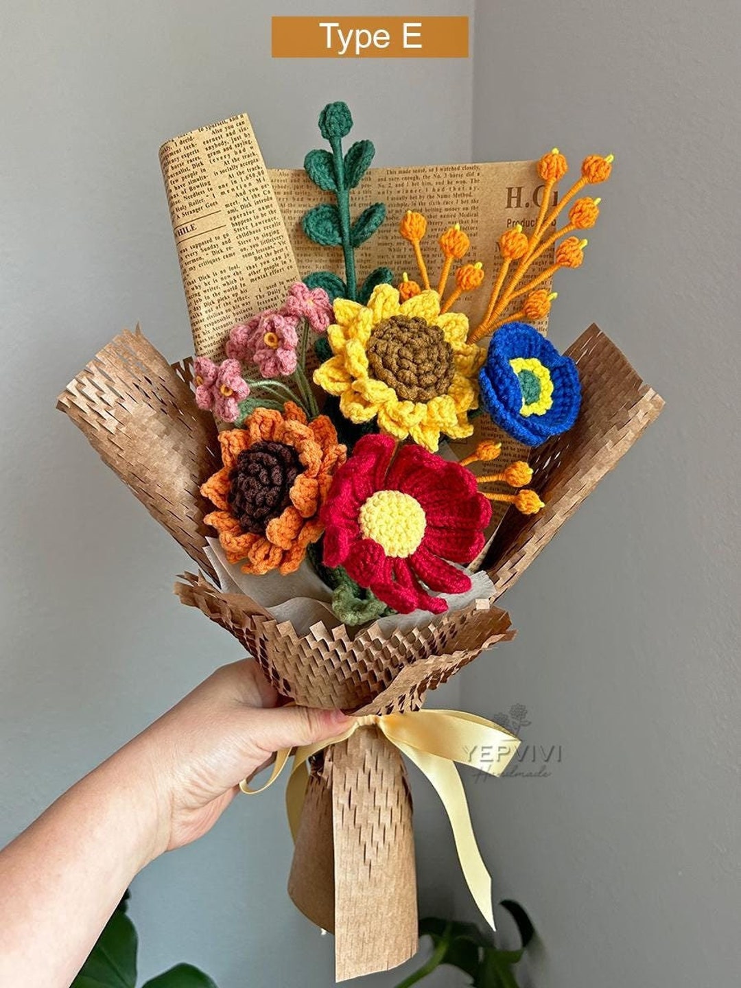 Forever Sunflower Bouquet. Finished Crochet Flowers Bouquet. Small ...