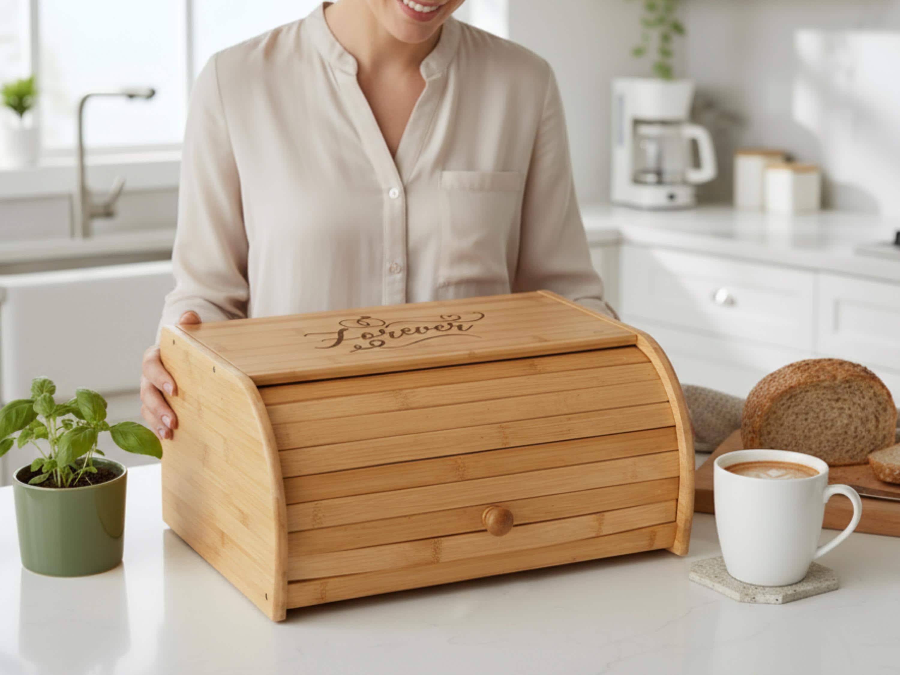 Rustic Farmhouse Bread Box - Wood Countertop Storage - Etsy
