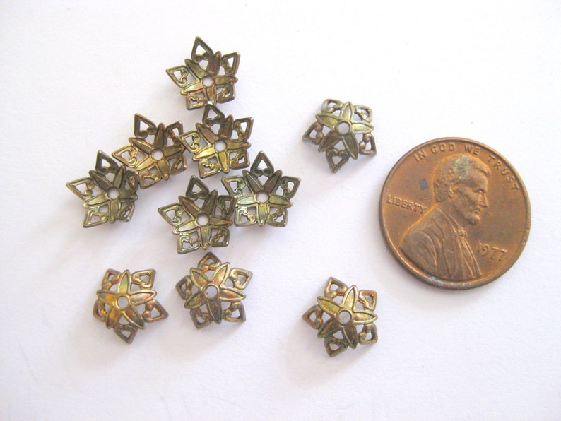 Vintage Brass Filigree Bead Caps - Etsy
