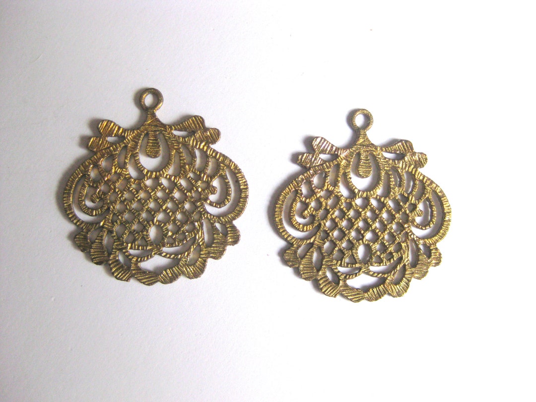 Pair Filigree Brass Stampings - Etsy