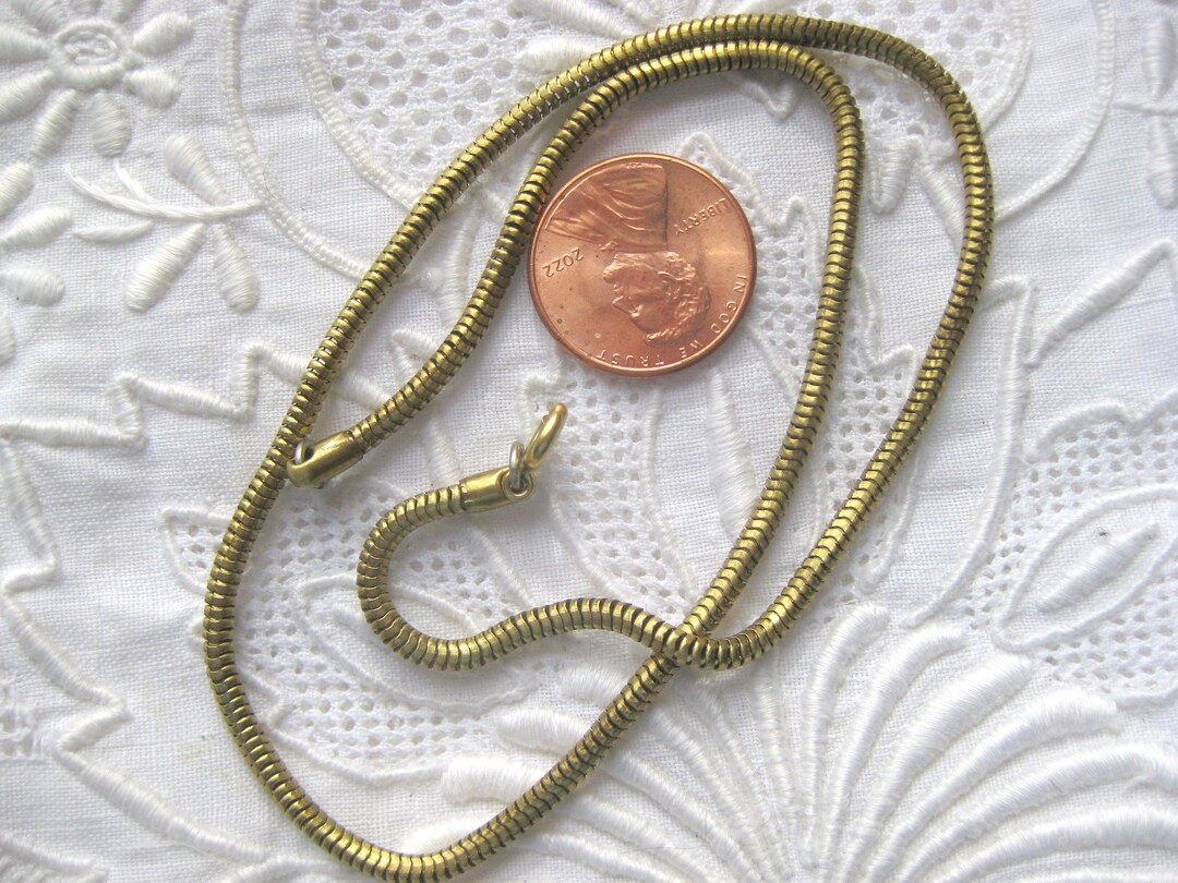 Vintage Brass Snake Chain Necklace - Etsy