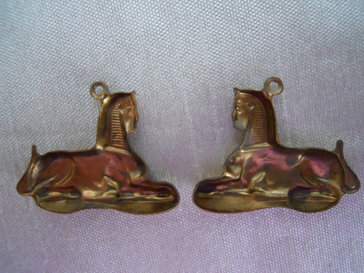 Vintage Brass Sphinx Charms - Etsy