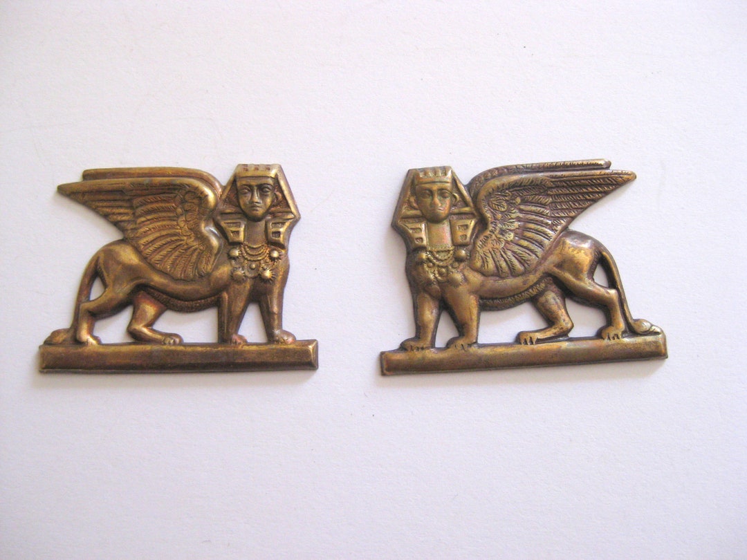 Pair Vintage Sphinx Brass Stampings - Etsy