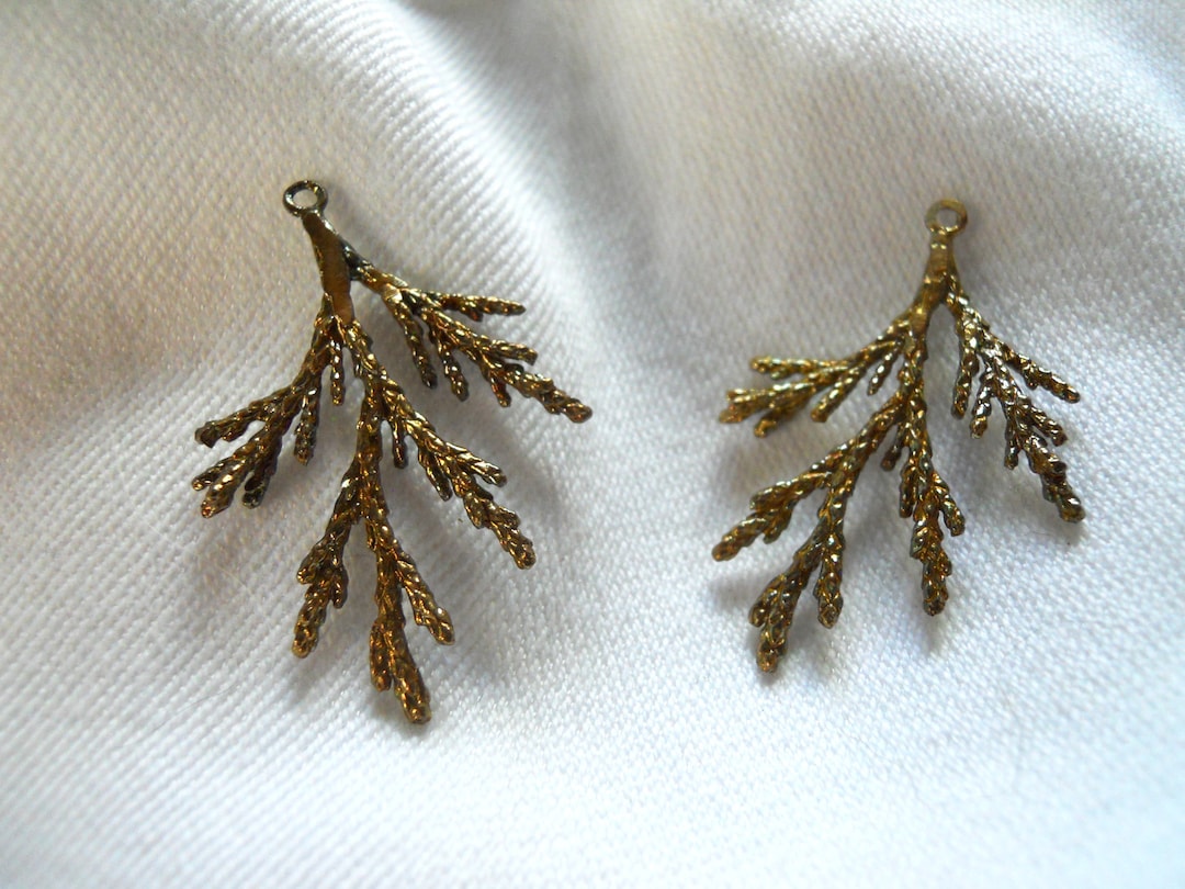 Pair Brass Pine Hemlock Tree Twig Branch Findings - Etsy