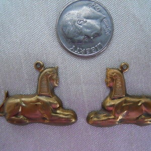 Vintage Oxidized Brass Egyptian Sphinx Charms - Etsy