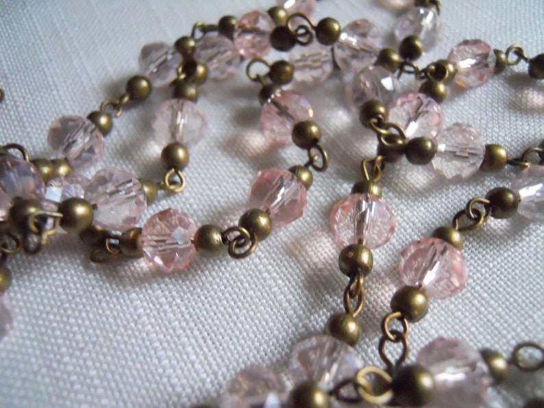 Vintage Pink Crystal Beaded Chain - Etsy