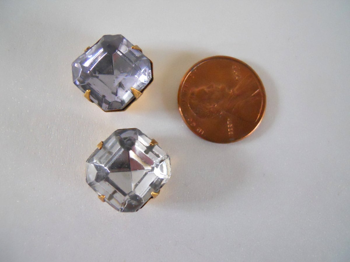 Vintage Lavender Square Octagon Mounted Glass Stones | Etsy