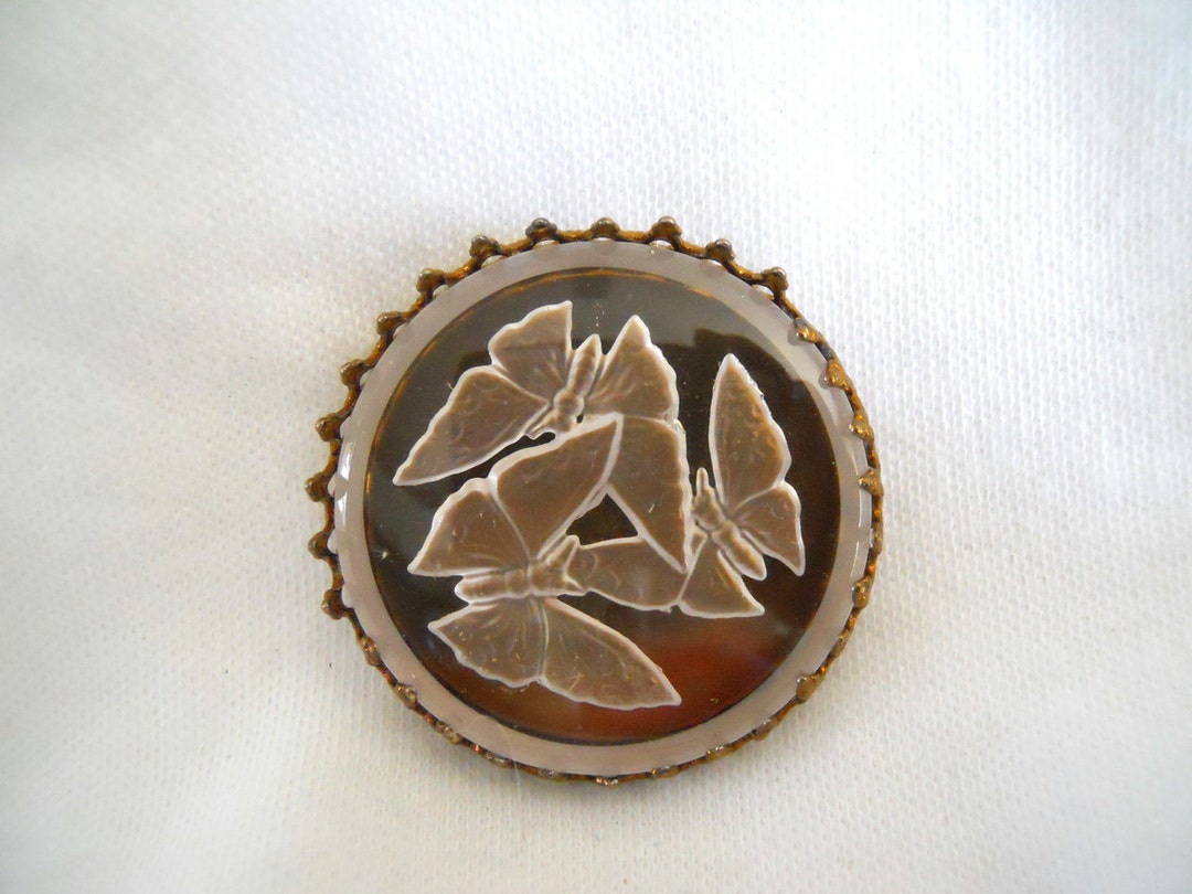 Large Vintage Glass Butterfly Intaglio Finding - Etsy