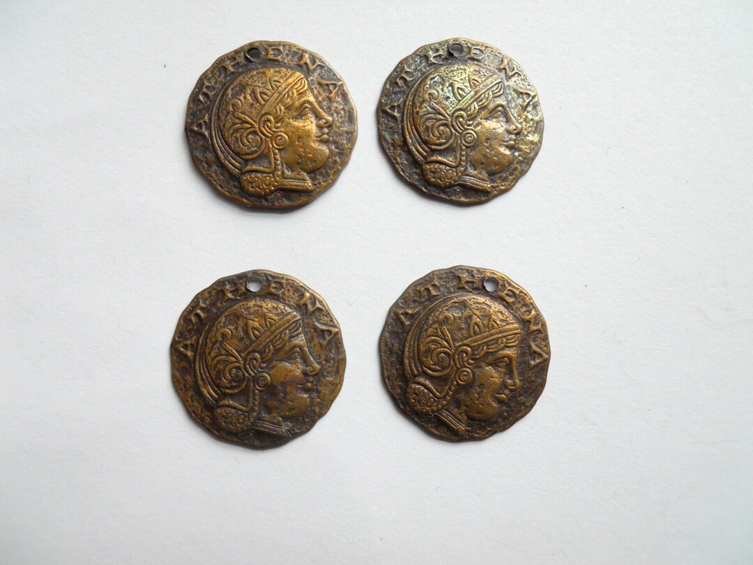 Vintage Brass Warrior Coin Charms - Etsy