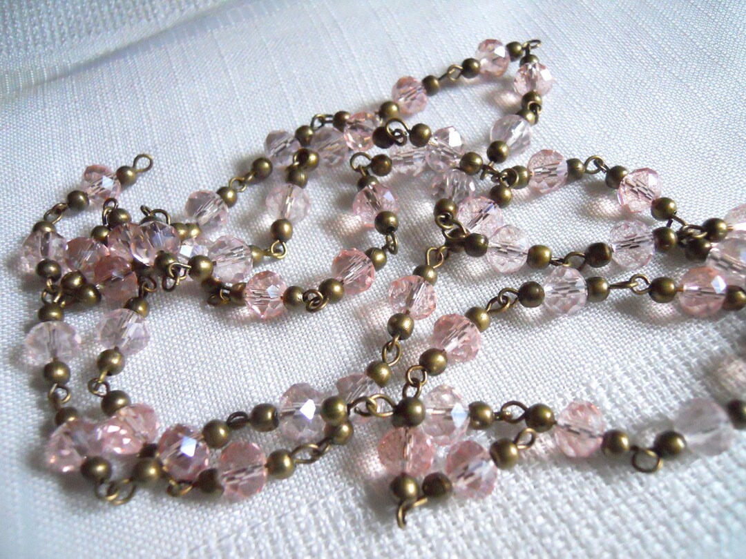 Vintage Pink Crystal Beaded Chain - Etsy