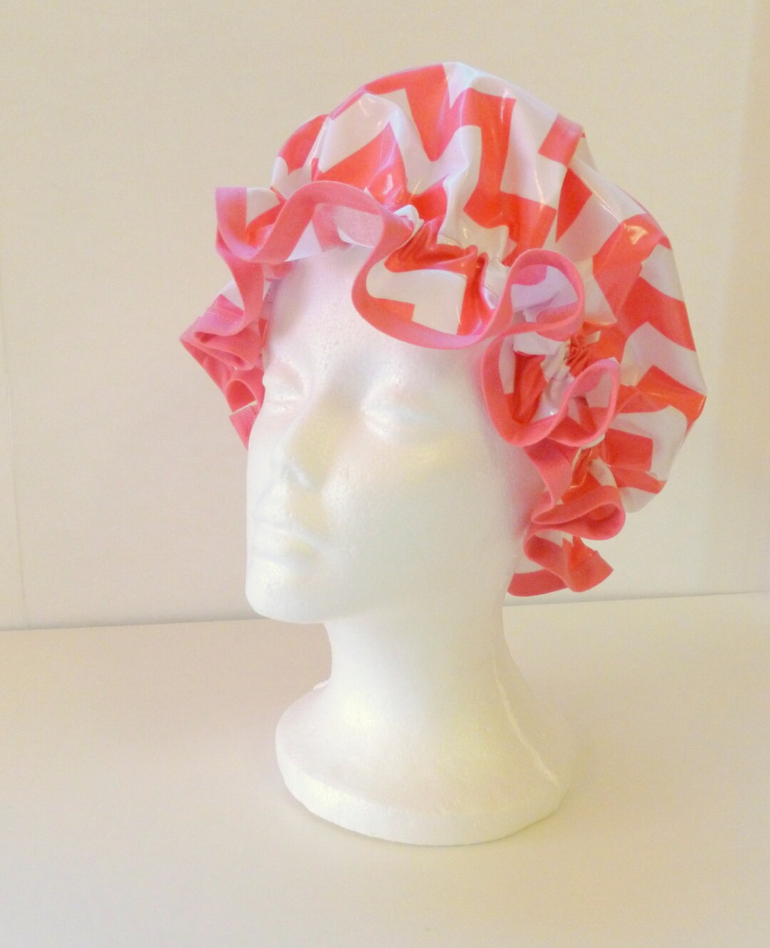 Vintage Shower Caps Hot Pink Chevron, Adult Size - Wipeable and ...