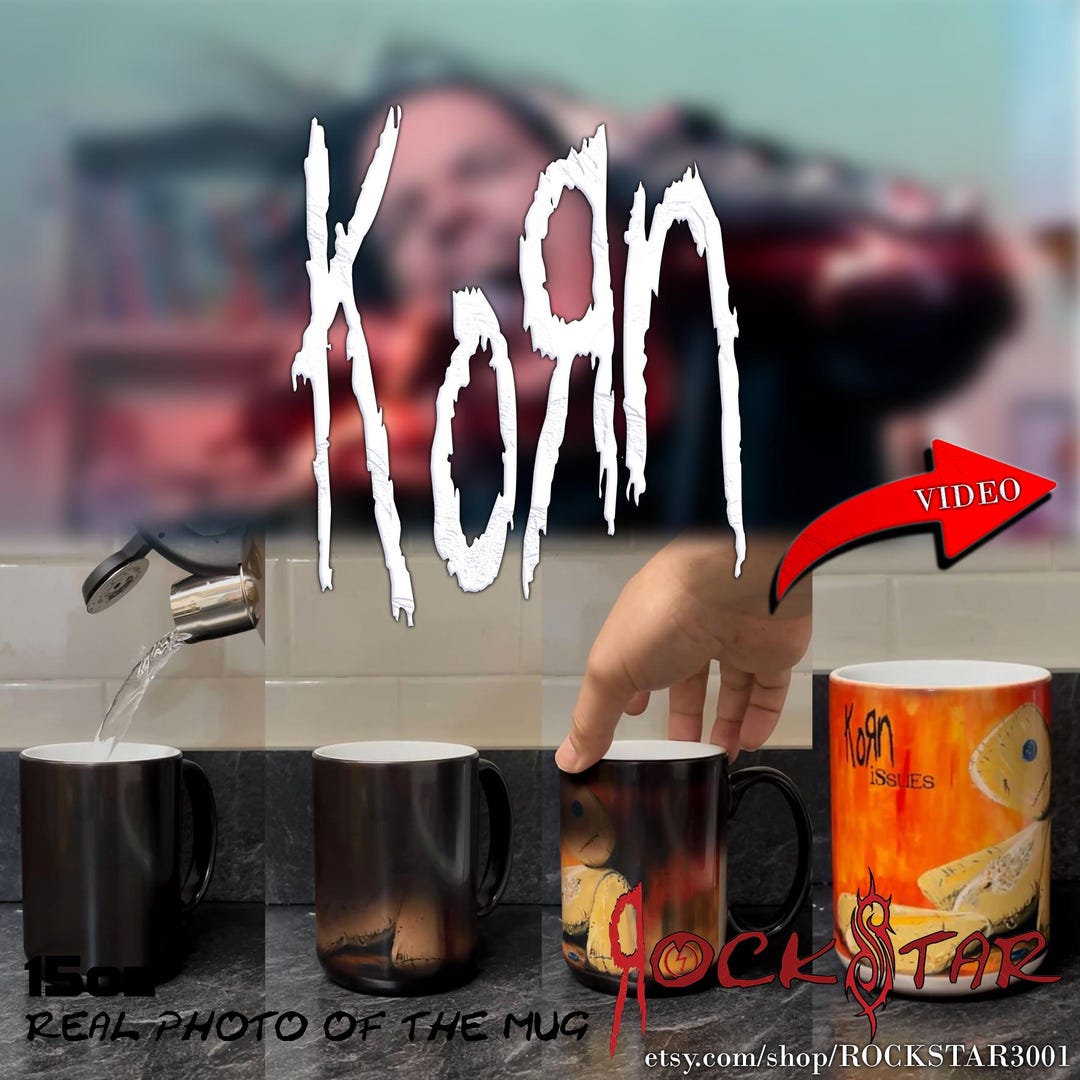 KORN - REACTIVE ISSUES 15oz Mug. Heat Color Changing Korn Mug 15 Ounces ...