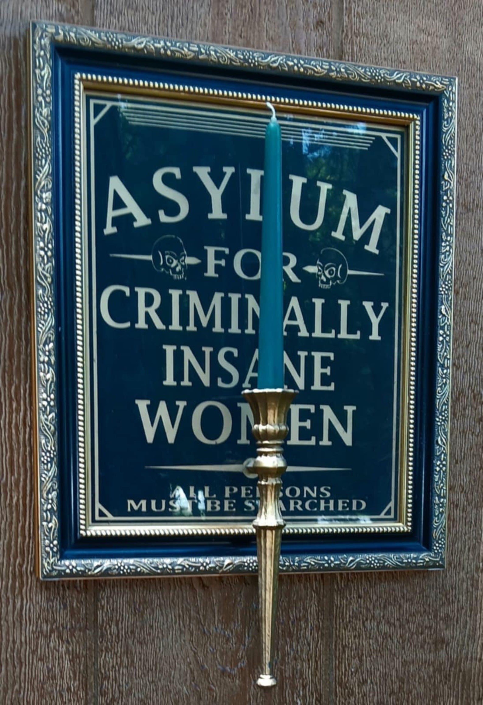 Insane Asylum Sign for Disturbed Woman With Sconce and Candlestick ...