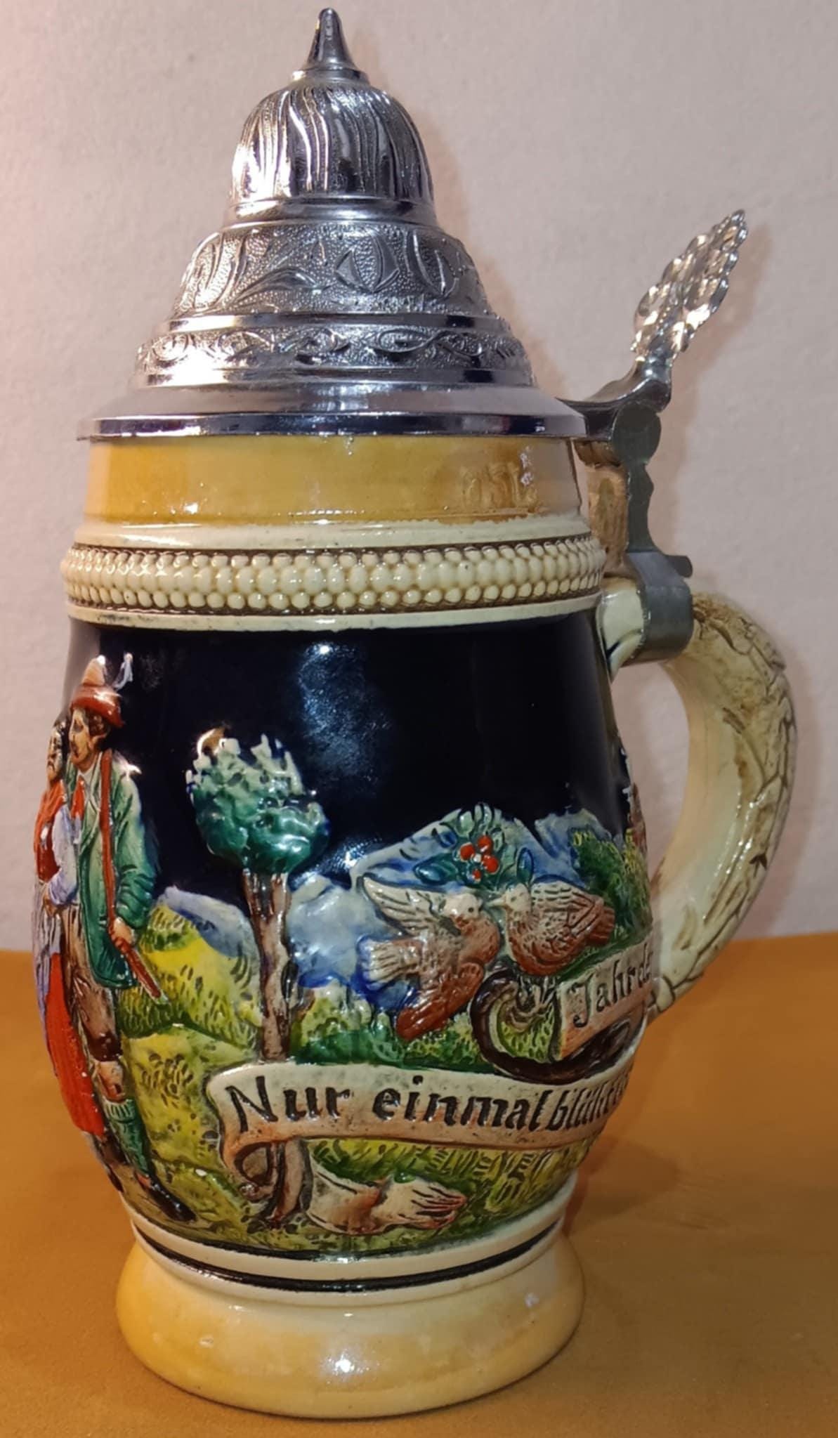 West German Beer Stein Made in Western Germany Beer Stein With Lid Vintage West German Beer ...