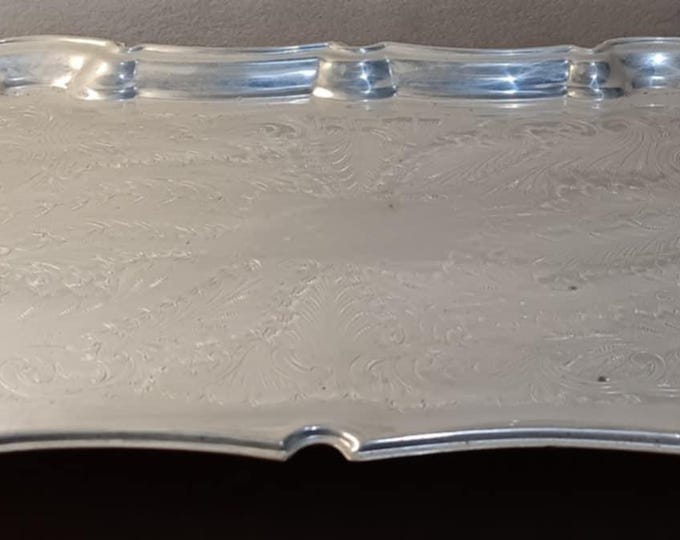 Large Silverplate Leonard Serving Tray With Ornate Handles - Vintage ...