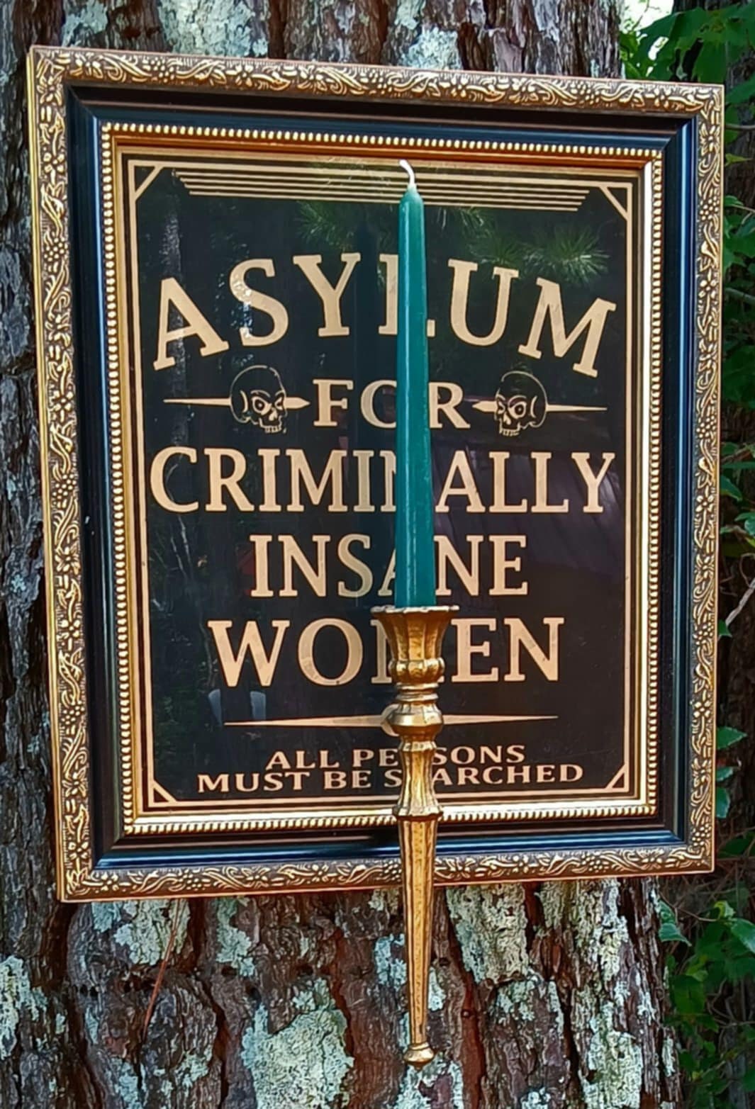 Insane Asylum Sign for Disturbed Woman With Sconce and Candlestick ...
