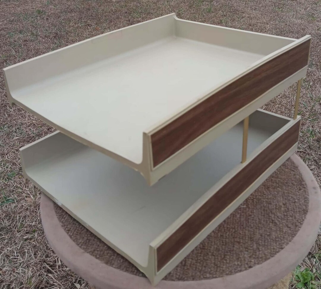 Vintage Paper Tray by Eldon Paper Tray With Faux Wood ' Vintage Desk ...