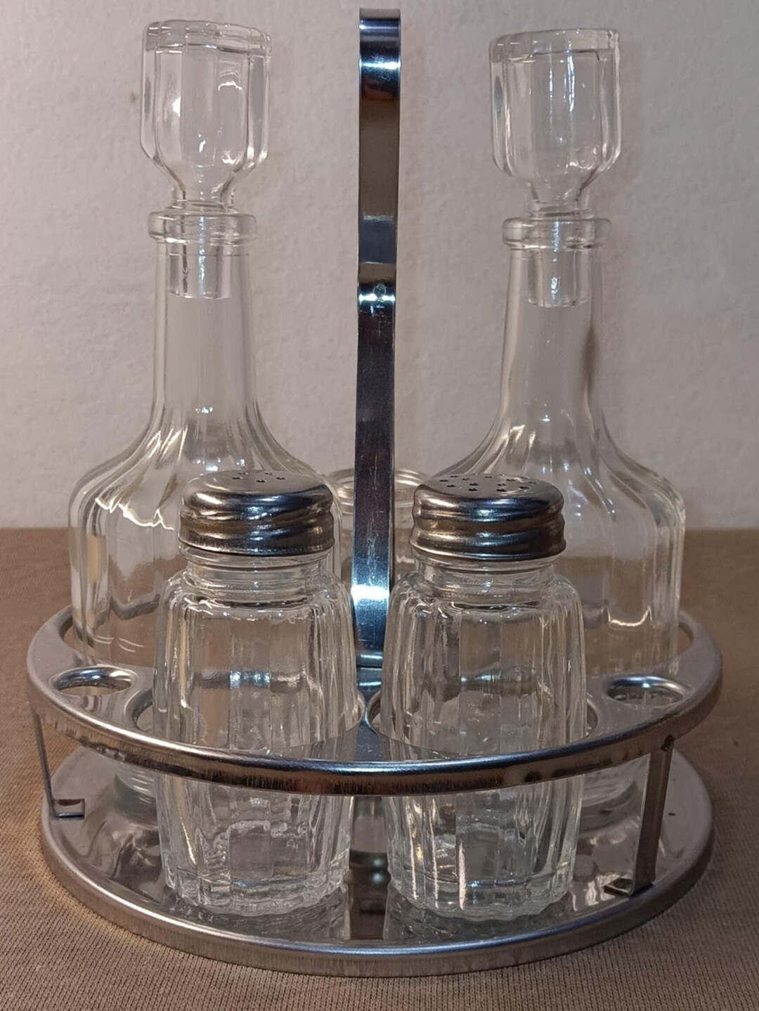 Vintage Cruet Set - Vintage Glass Condiment Set of Glass Condiments ...
