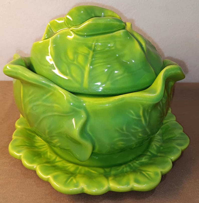 Vegetable Canister Set of Ceramic Cabbage Canister Shaped Like Cabbage ...