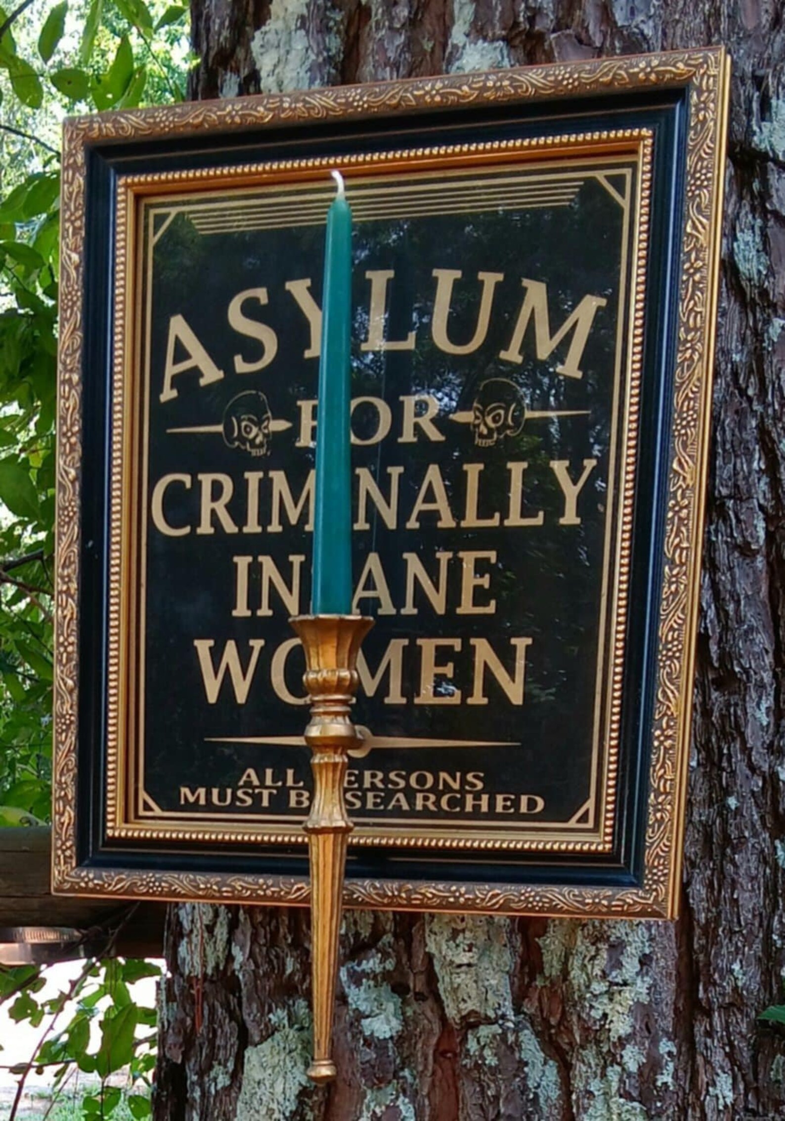 Insane Asylum Sign for Disturbed Woman With Sconce and Candlestick ...
