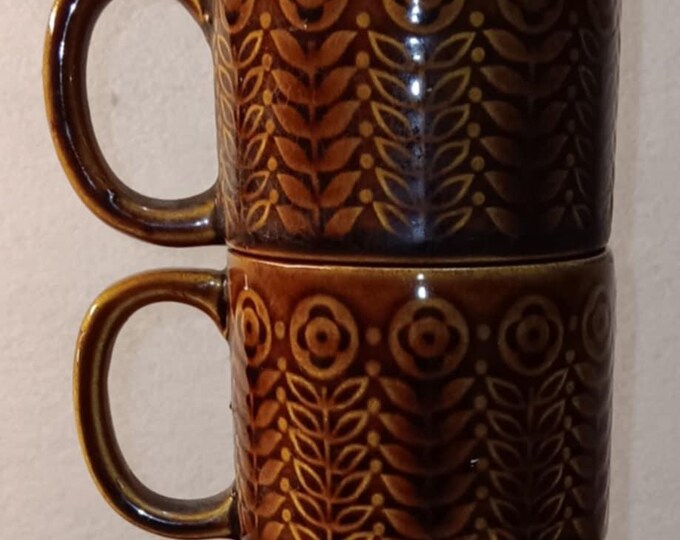 Vintage Brown Coffee Mug Set of Brown Coffee Mugs Set of Ceramic Brown ...