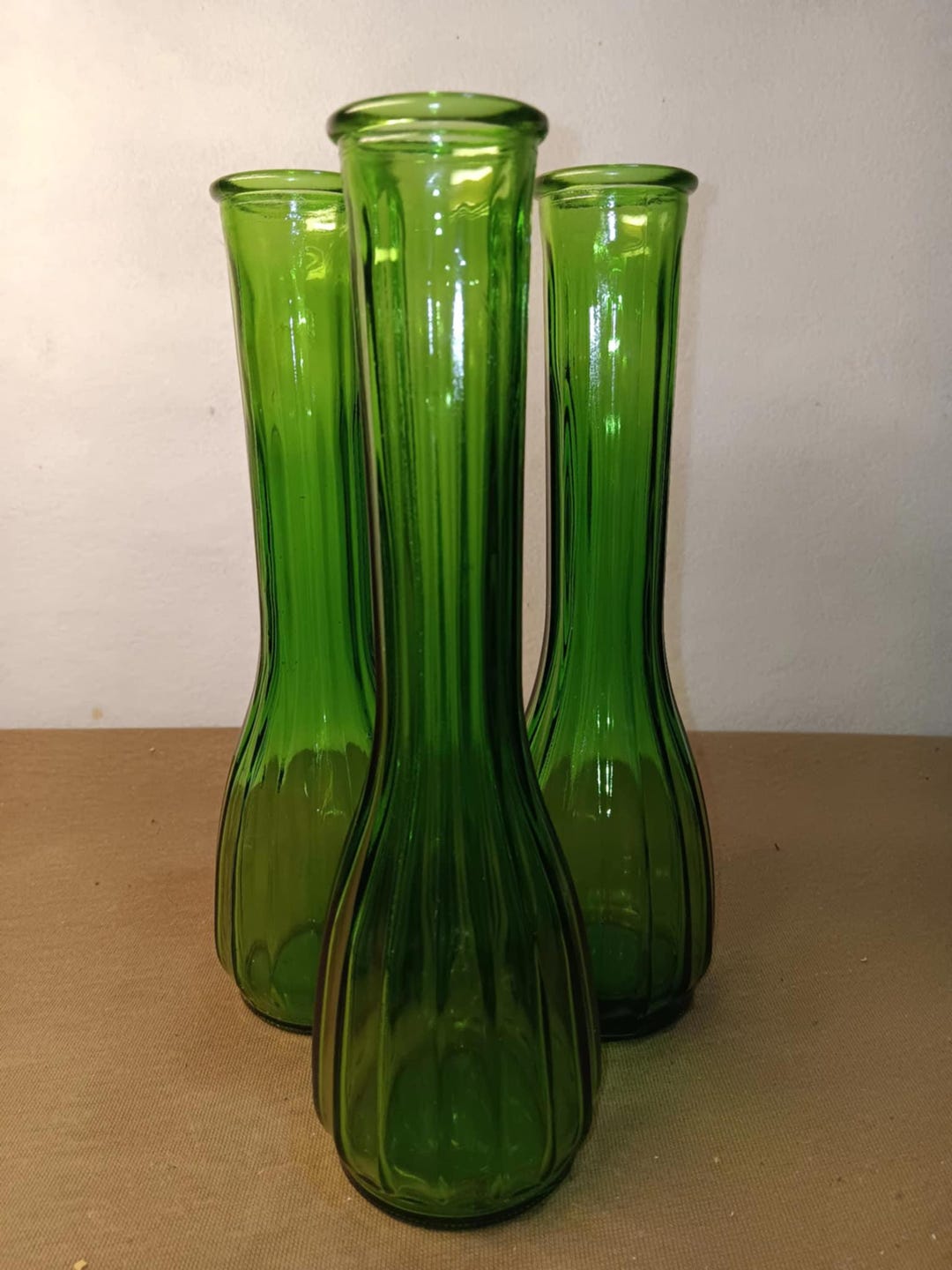 Vintage Green Bud Vase Set of 3 Green Bud Vases for Mid Century Bud ...
