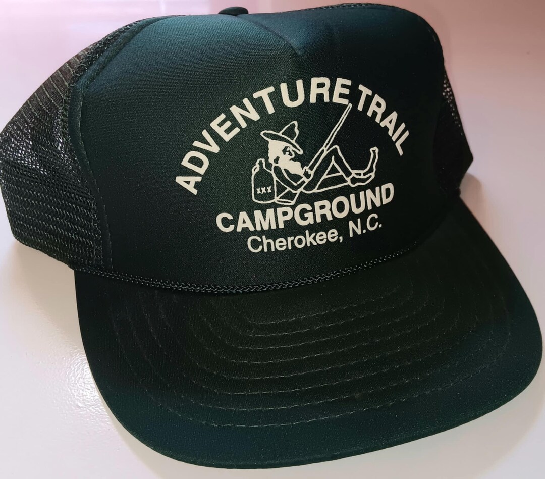 Vintage Adventure Trail Campground Hat ' Cherokee NC Snapback ' Vintage ...