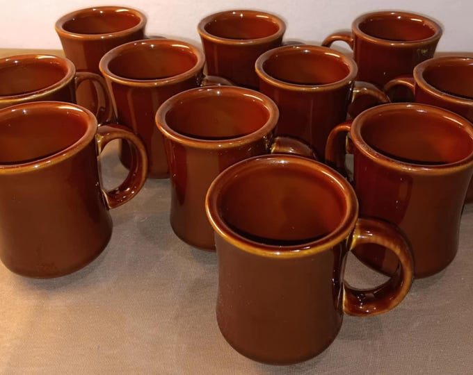 Vintage Brown Coffee Mug Set of Brown Coffee Mugs Set of Ceramic Brown ...