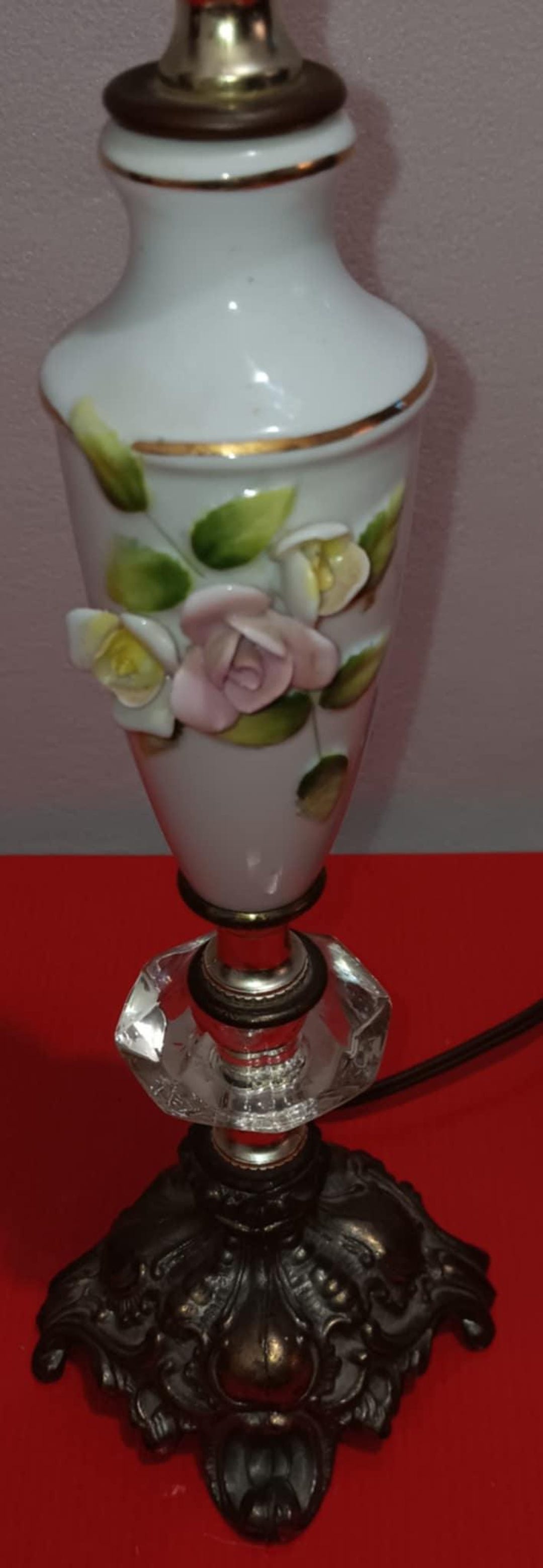 Vintage Porcelain Lamp With Roses on a Lamp With Flowers on a Lamp With ...