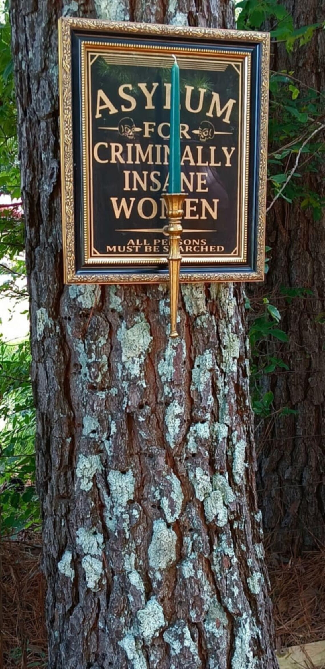 Insane Asylum Sign for Disturbed Woman With Sconce and Candlestick ...