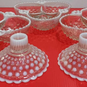 Vintage Fenton Hobnail Candy Dish - Fenton Fenton Candle Holder Set ...