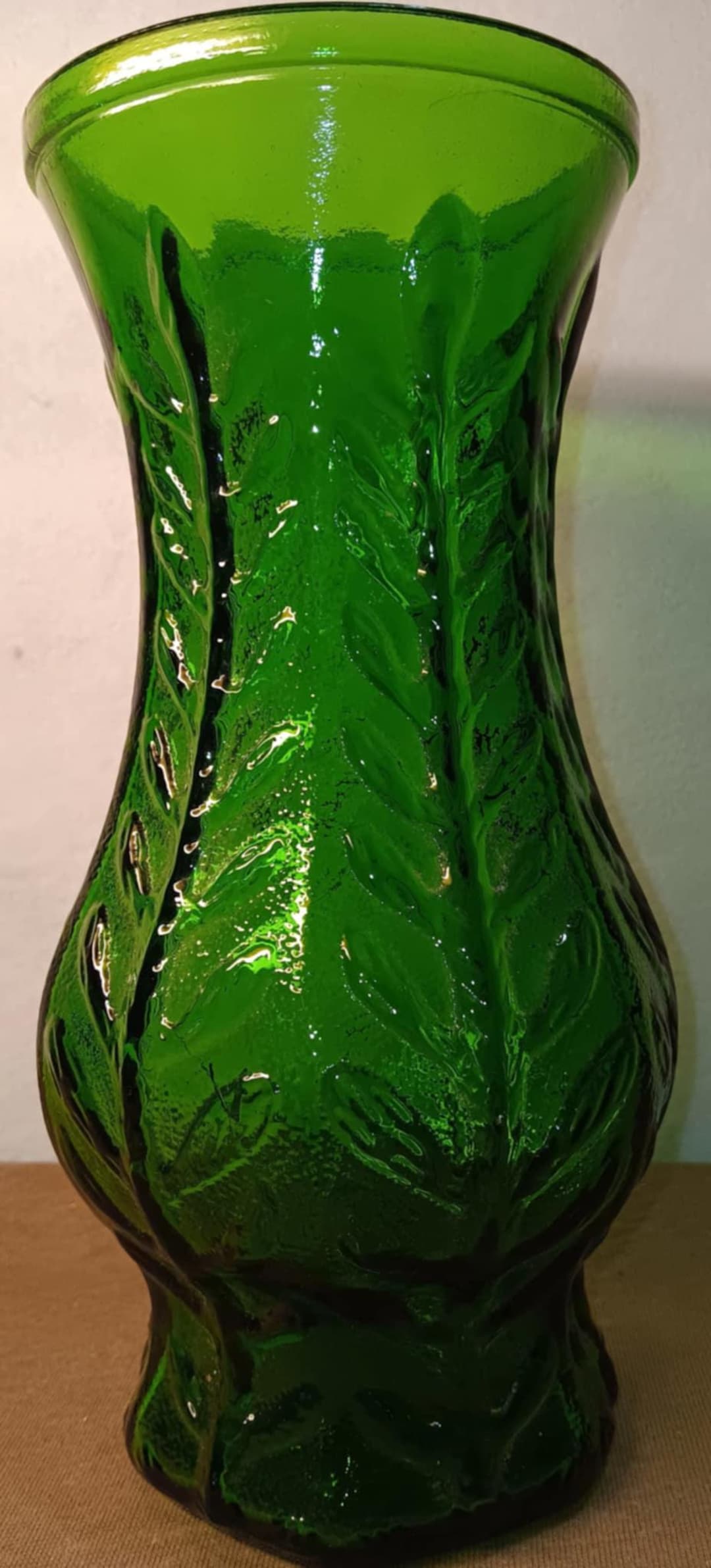Vintage Green Glass Vase Emerald Green Glass Vase by FTD 1980 Green ...