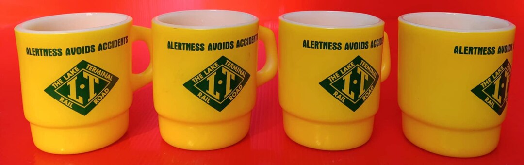Vintage Lake Terminal Railroad Cup Set From Anchor Hocking Set of Four ...