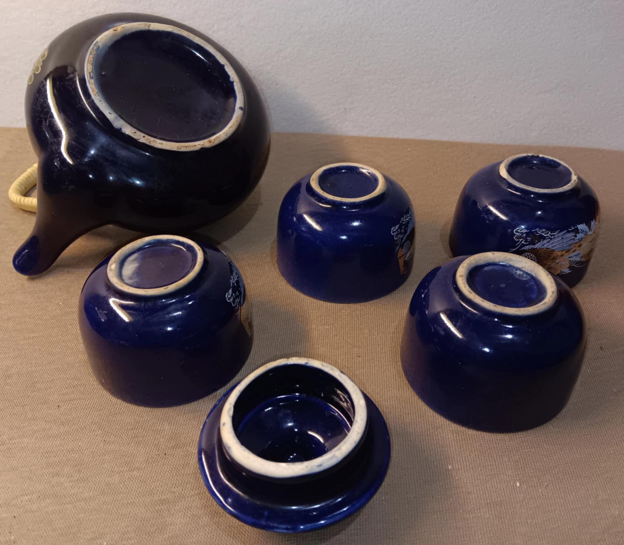 Cobalt Blue Tea Set With Peacock Teapot With Peacock Tea Set With ...