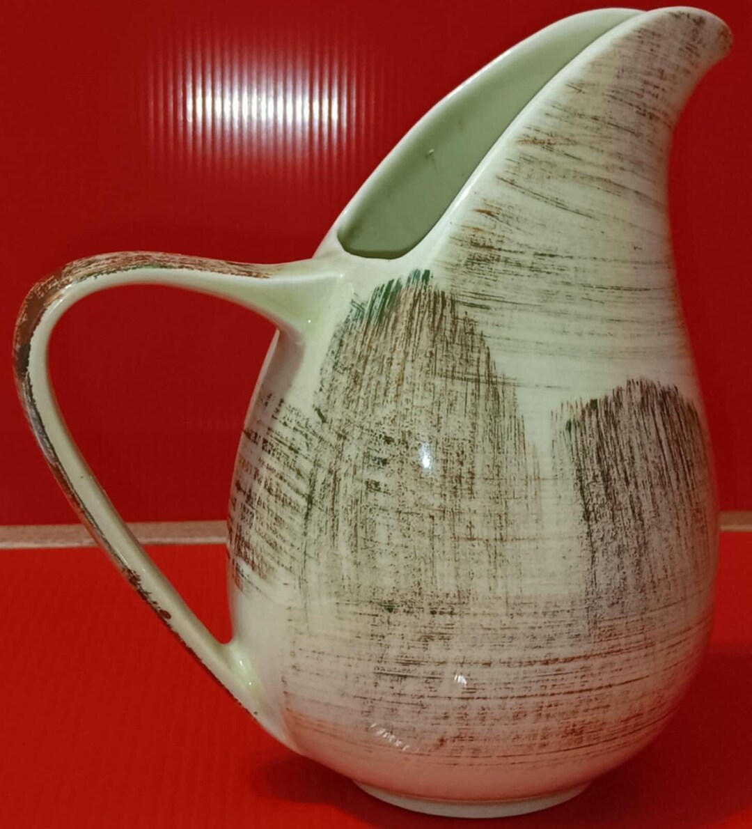 Vintage Vernonware Raffia Pitcher - Vintage Vernon Kilns Raffia Brush ...