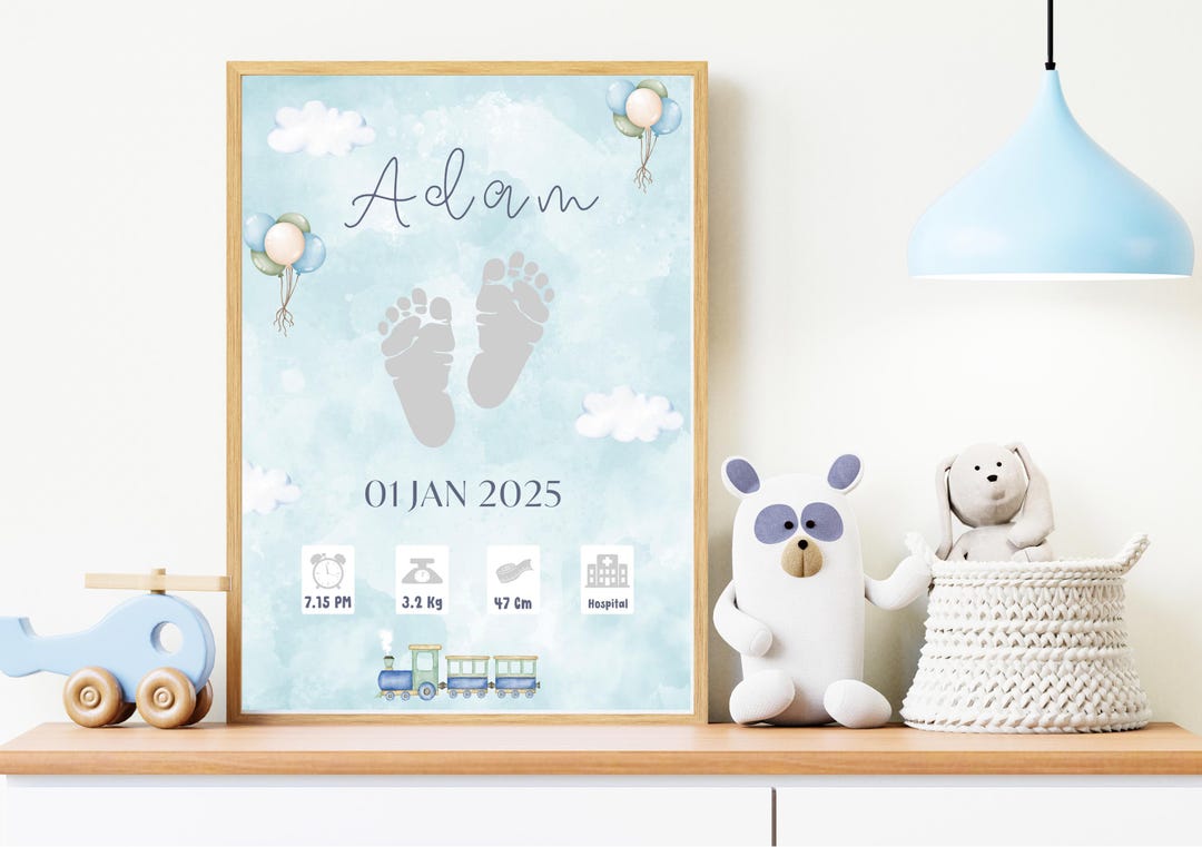 Personalized Baby Birth Stats Print: Neutral Nursery Decor (digital PDF ...