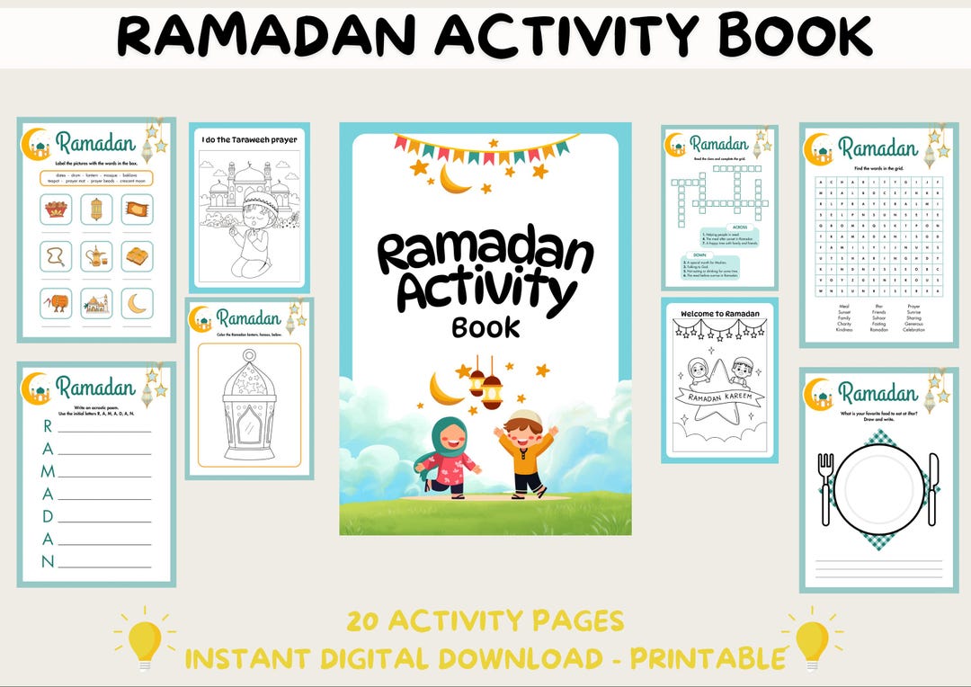 Ramadan Activity Book | Printable Islamic Kids Workbook | 20 Fun ...
