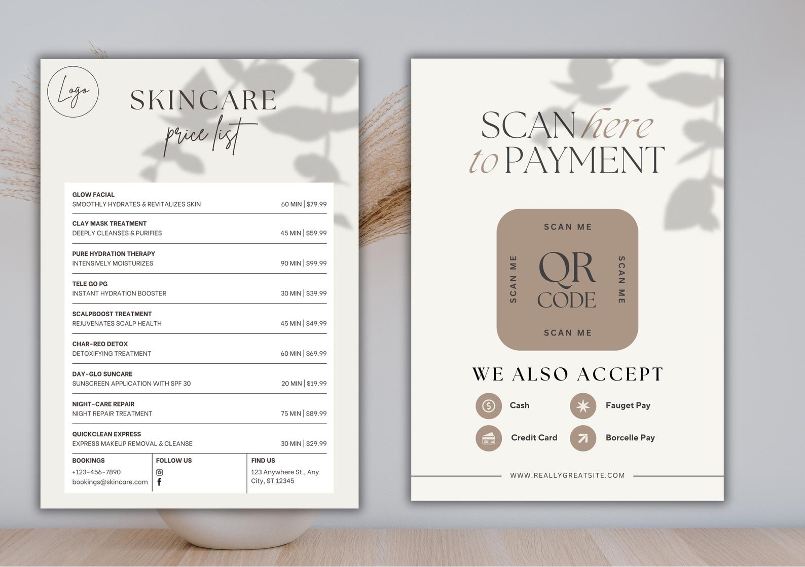 Editable Price List & QR Code Sign: Canva Template (digital Download ...