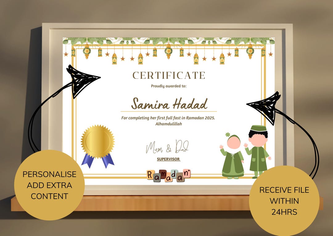 Personalised Certificate for Kids, Ramadan Fast or Any Occasion ...