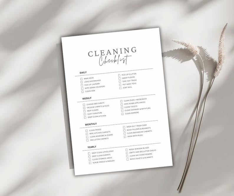 Editable Cleaning Checklist Canva Template | One Page Chore List ...