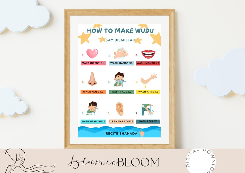 Wudu Steps Wall Chart | Fun & Easy Guide | Islamic Kids | Instant ...