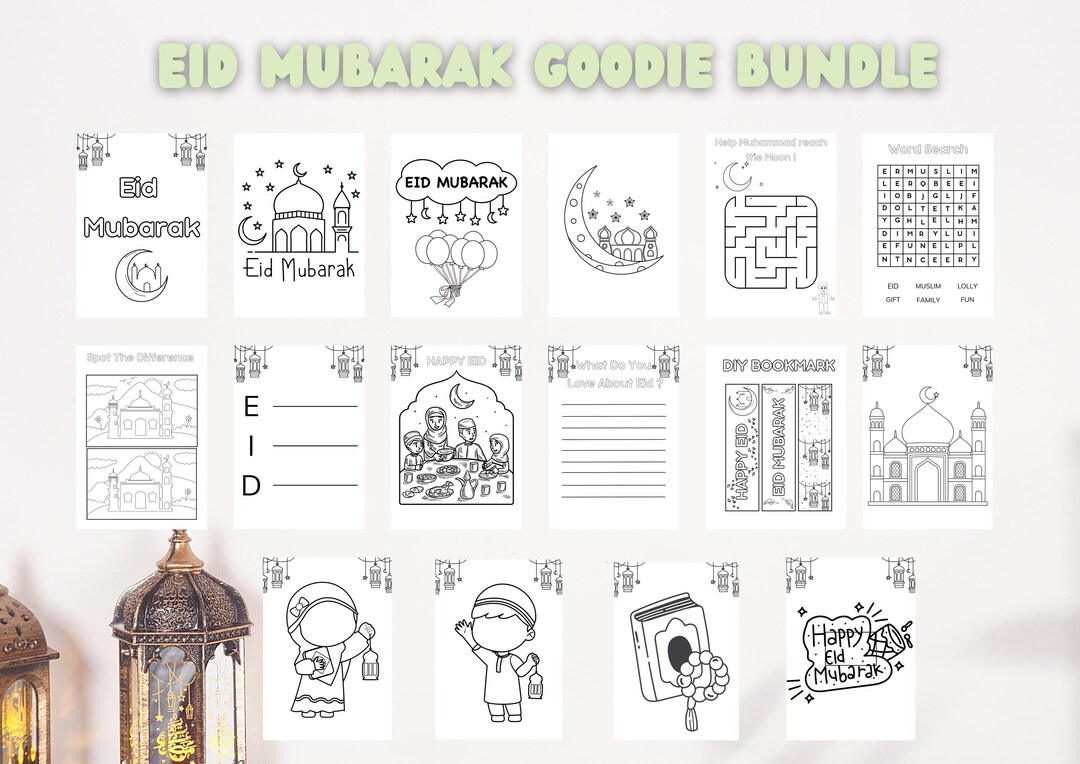 Eid Mubarak Activity Pack: Kids' Coloring Book, Bookmarks (digital ...