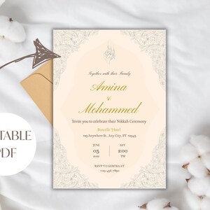 Editable Nikkah Wedding Invitation | Instant Download |personalised ...