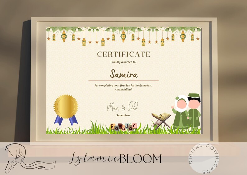 Ramadan Fasting Certificate, First Fast Certificate, Editable Ramadan ...