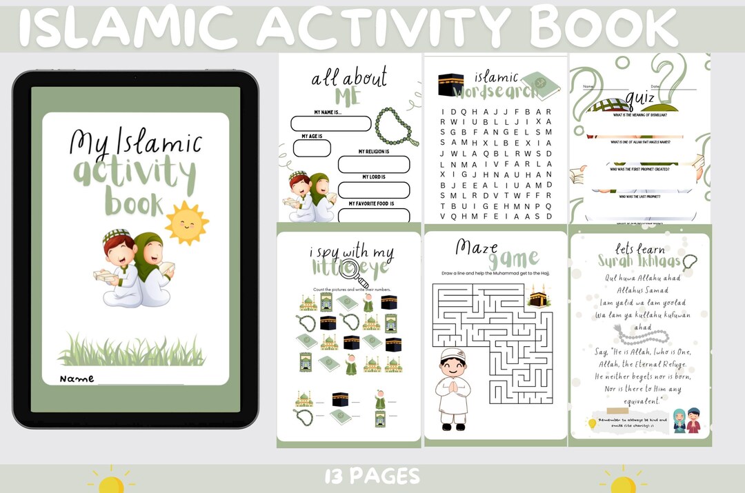 Islamic Activity Colour Book Printable for Muslim Children 13 Pages of ...