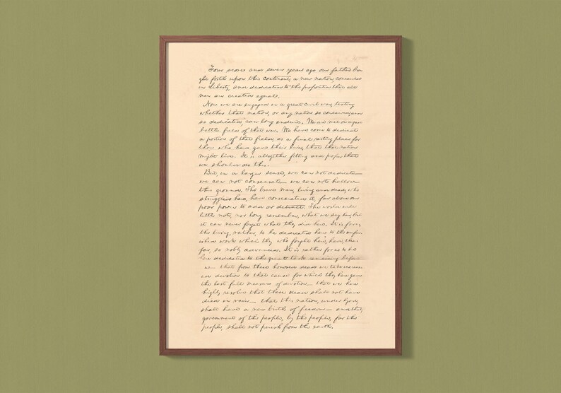 Gettysburg Address Handwritten Print | 9x12, 18x24 or 36x48 Size Prints ...