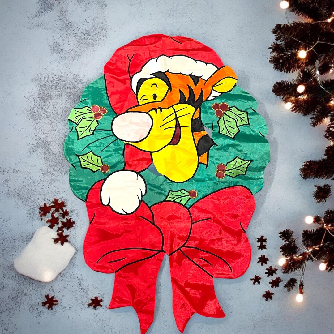 Vintage Disney Christmas Pooh Tigger Flag Decor Yard Art - Etsy