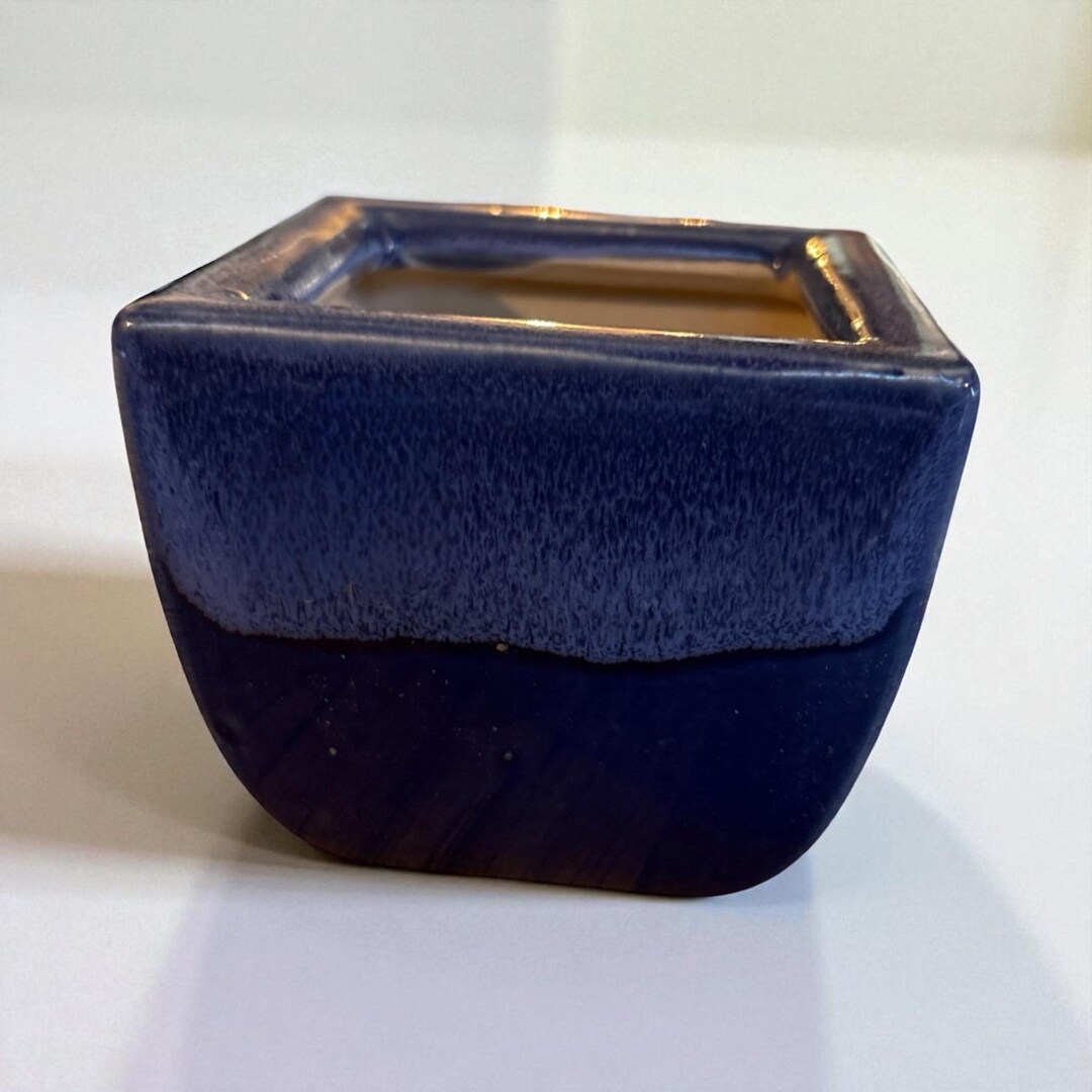 Cobalt Blue Ceramic Succulent Planter: Square Glazed Stoneware Pot - Etsy