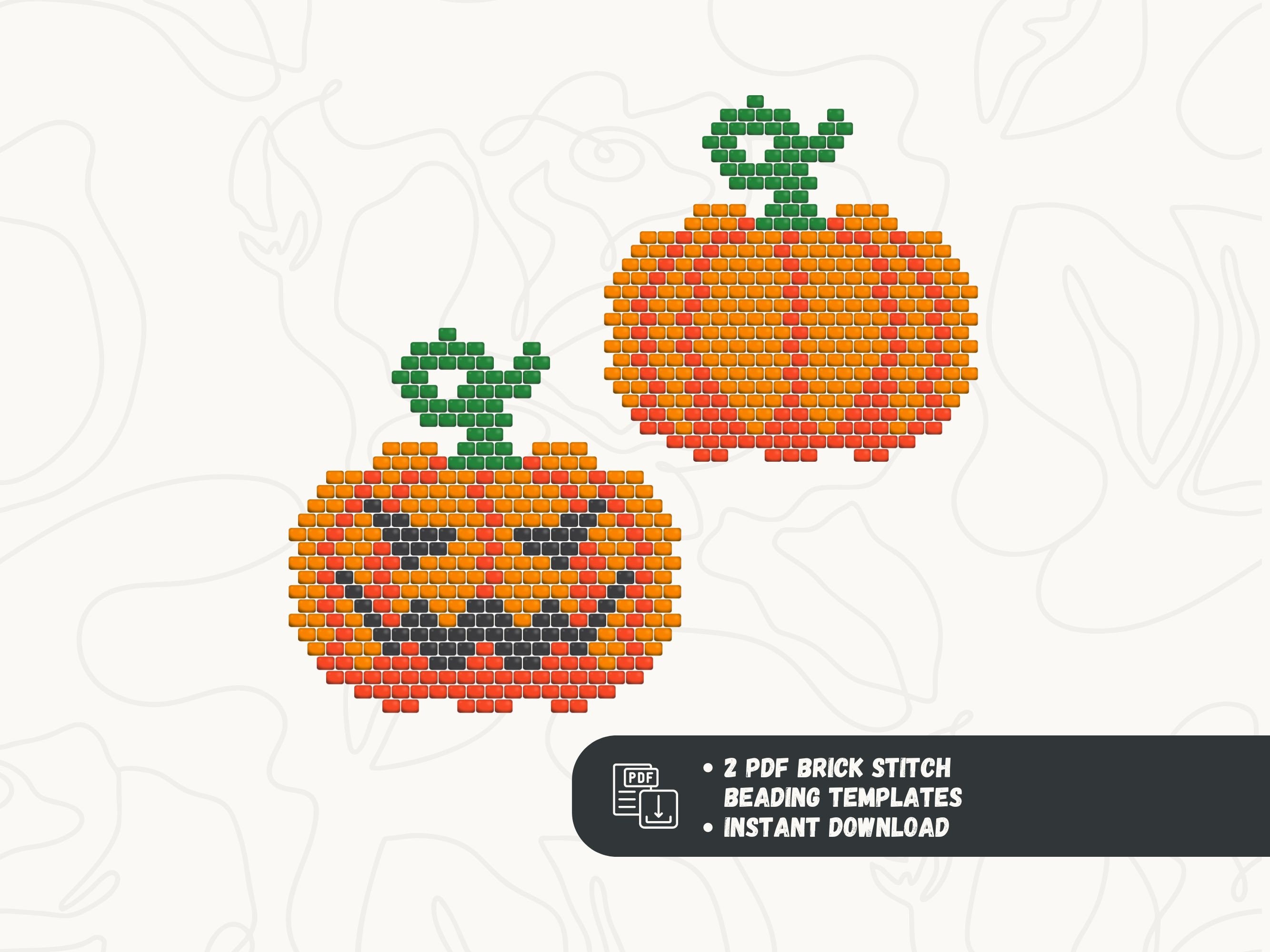 Jack-o'lantern Pumpkin Brick Stitch Pattern Template Autumn Halloween ...
